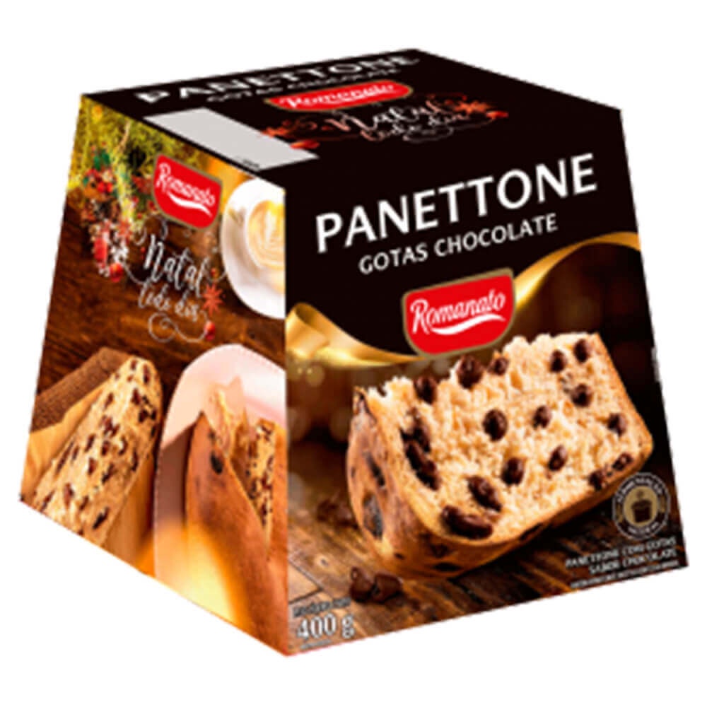 Panetone Gotas de Chocolate 400g - Romanato | Shopee Brasil