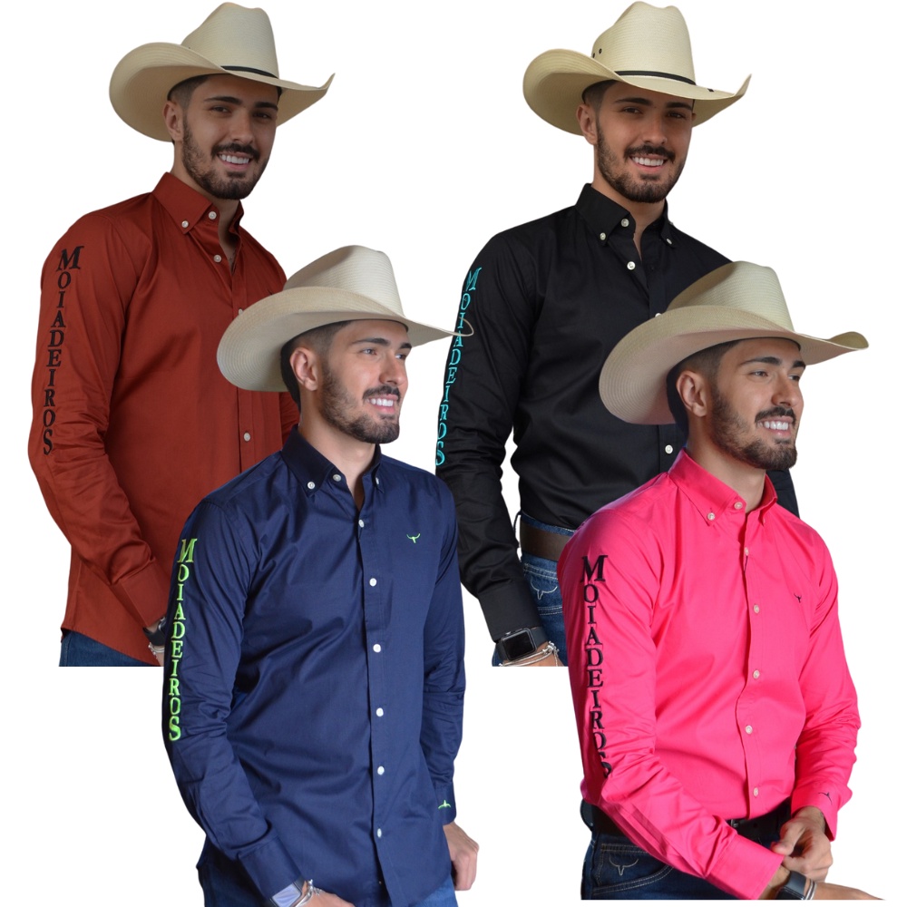Camisa Country Masculina Moiadeiros Manga Longa Bordado Original ...