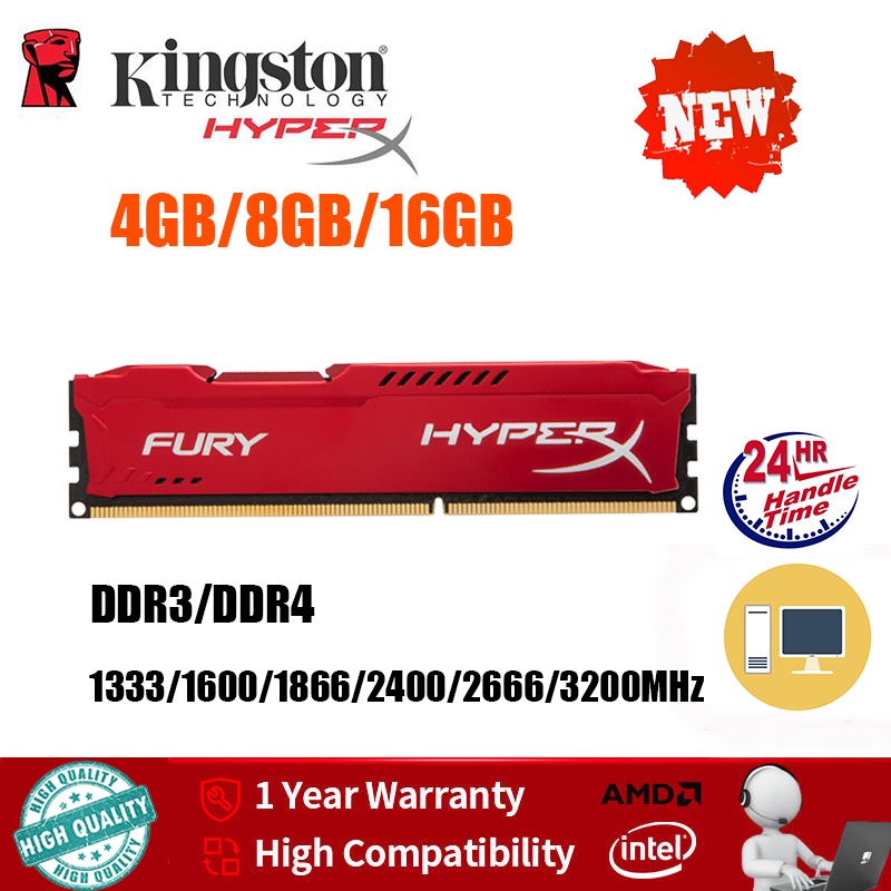Envio Rápido 】 Kingston Hyperx Fury DDR3 DDR4 4GB/8GB/16GB 1600MHz 2400MHZ 2666MHZ 3200MHZ ...