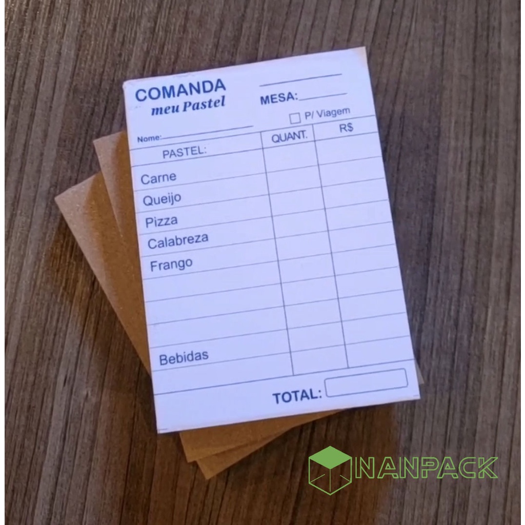 Comanda para pastelaria --10 Blocos c/100 Folhas -- | Shopee Brasil