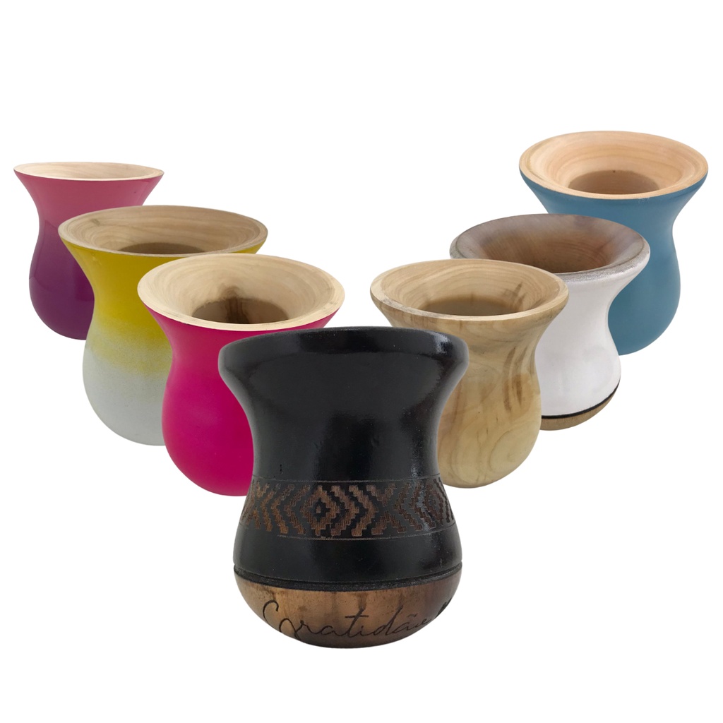 Cuia para Chimarrão Madeira Nobre Cores Variadas | Shopee Brasil