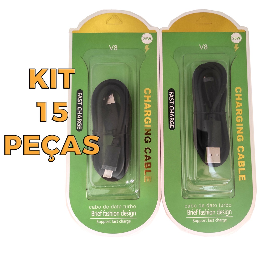 Kit 15 Cabo V8 e Tipo-C Atacado Turbo Para Celular - Cabos de Dados ...