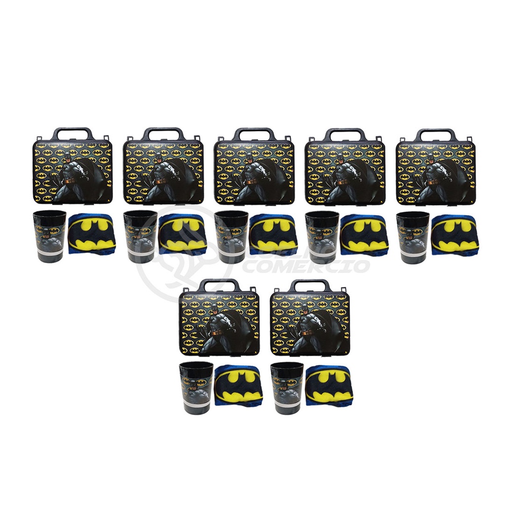 Kit Batman Brinquedo com 7 Lancheira de Maletinha + 7 Copo + 7 Mini ...