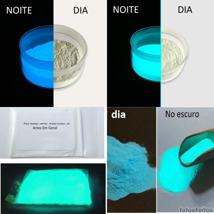4 Versão De Azul Pigmento Pó fosforescente azul turquesa Para Resinas ...