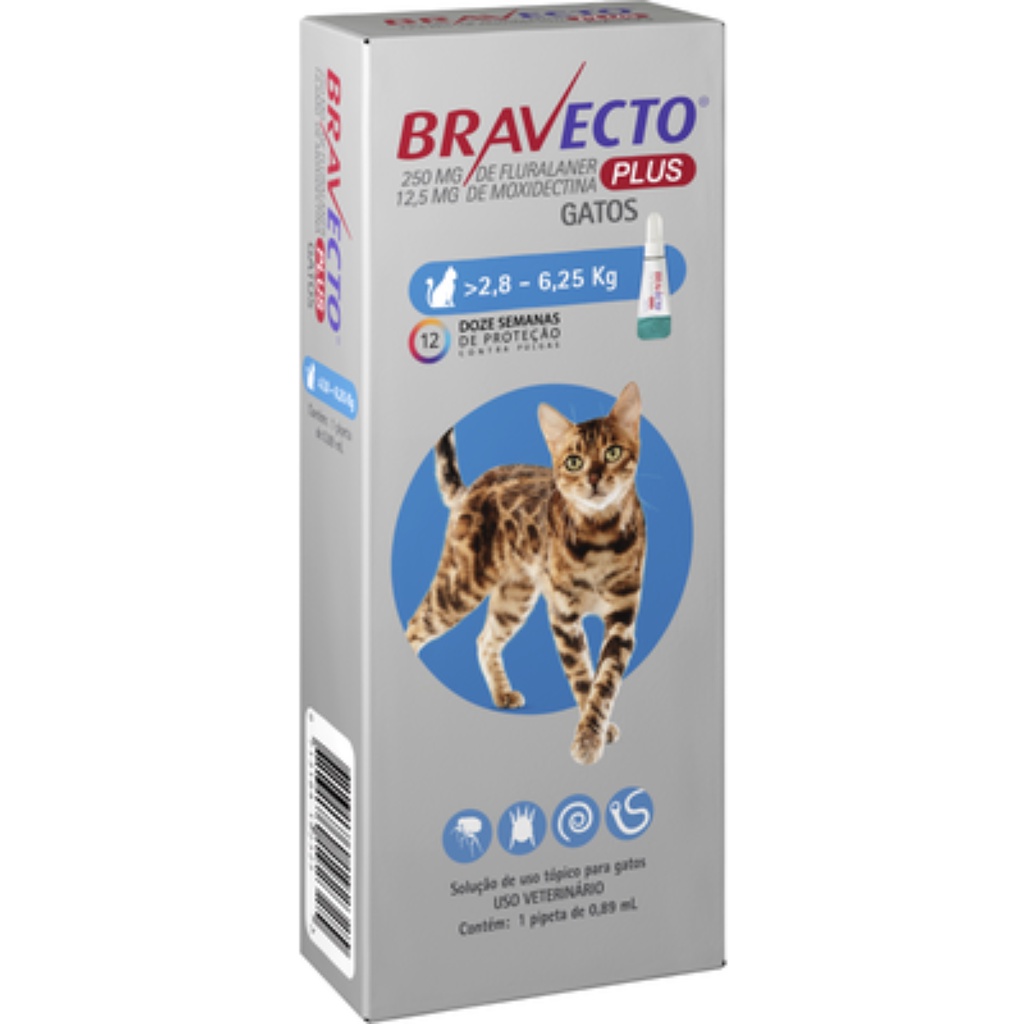 Bravecto Plus Gatos Transdermal 2,8 A 6,25Kg 250Mg Vermifugo | Shopee Brasil