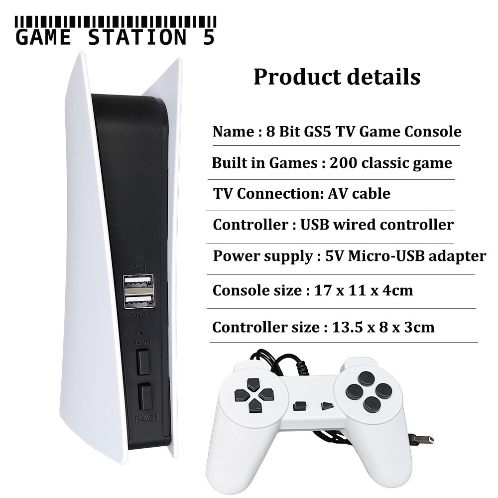 Entrega hoje Mini GS5 Retro TV Videogame Console Player Para Nes 8 Bit Jogos Com 200 Diferentes Duplos Gamepads timibr Shopee Brasil