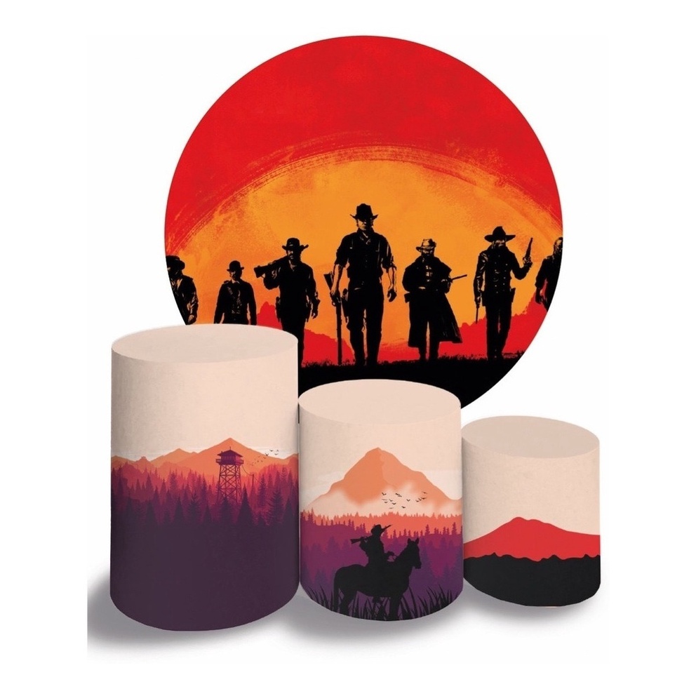 Kit Painel E Trio De Cilindro Tema Country Em Tecido C/elástico ...