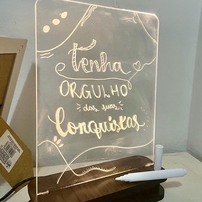 Luminaria De Escrever Iluminado Lousa Led quadro de notas de acrílico ...
