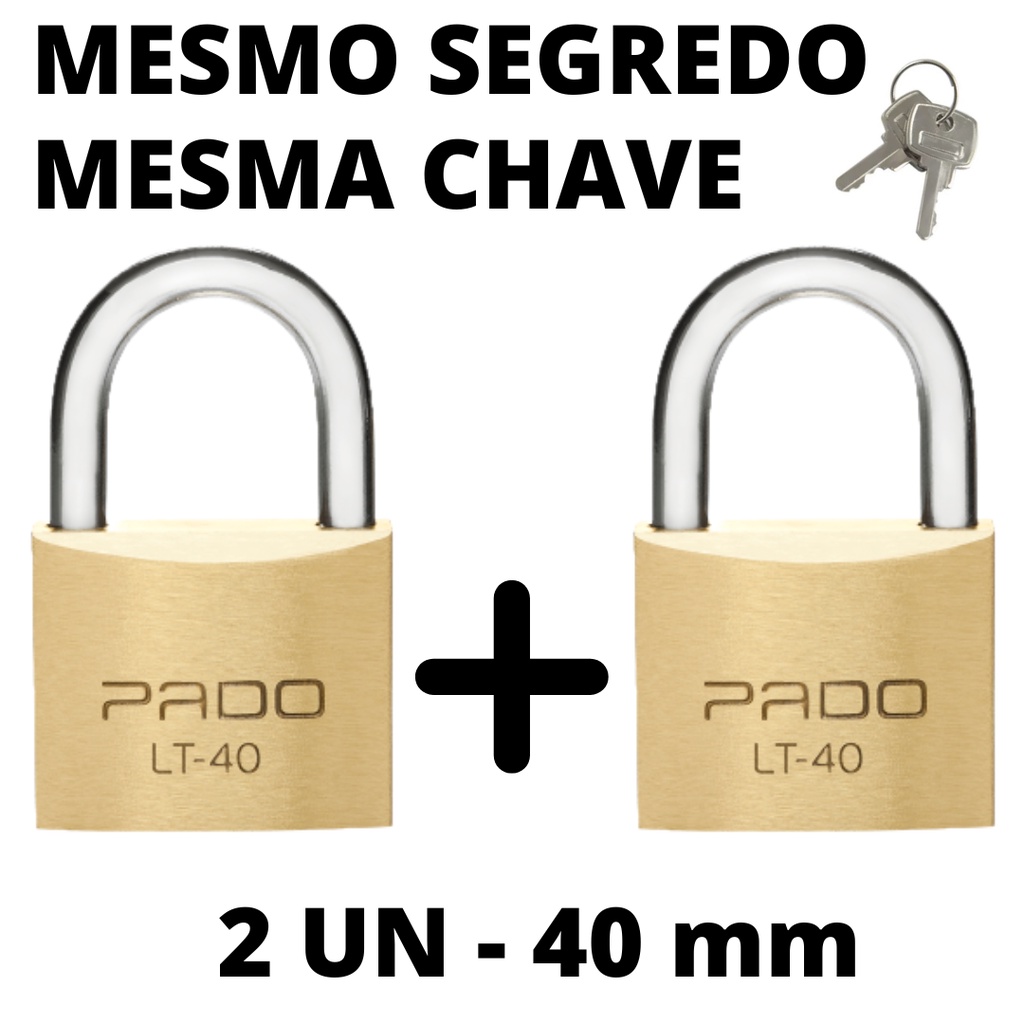 Kit 2 Cadeados Pado De 40mm Mesmo Segredo Iguais Mesma Chave | Shopee ...