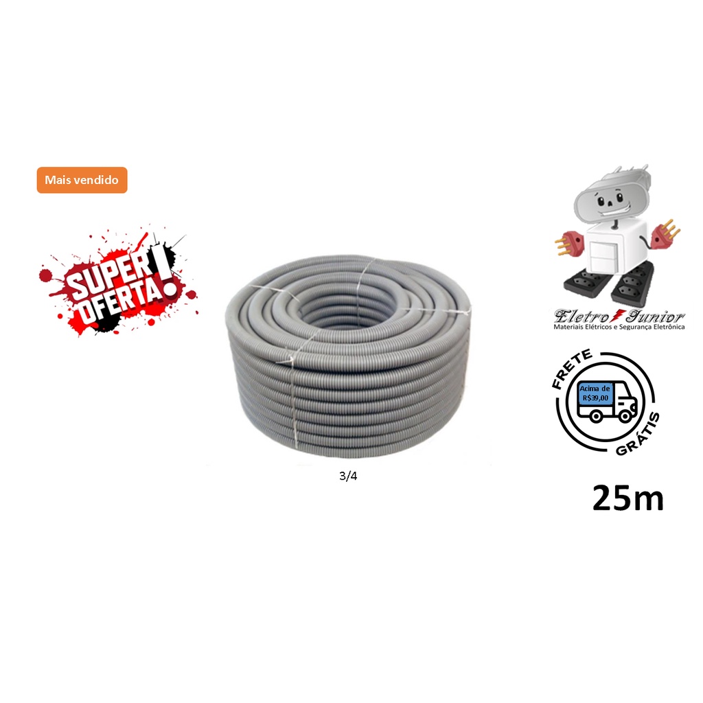 Eletroduto Corrugado 3/4" Antichama 25/50/100m | Shopee Brasil