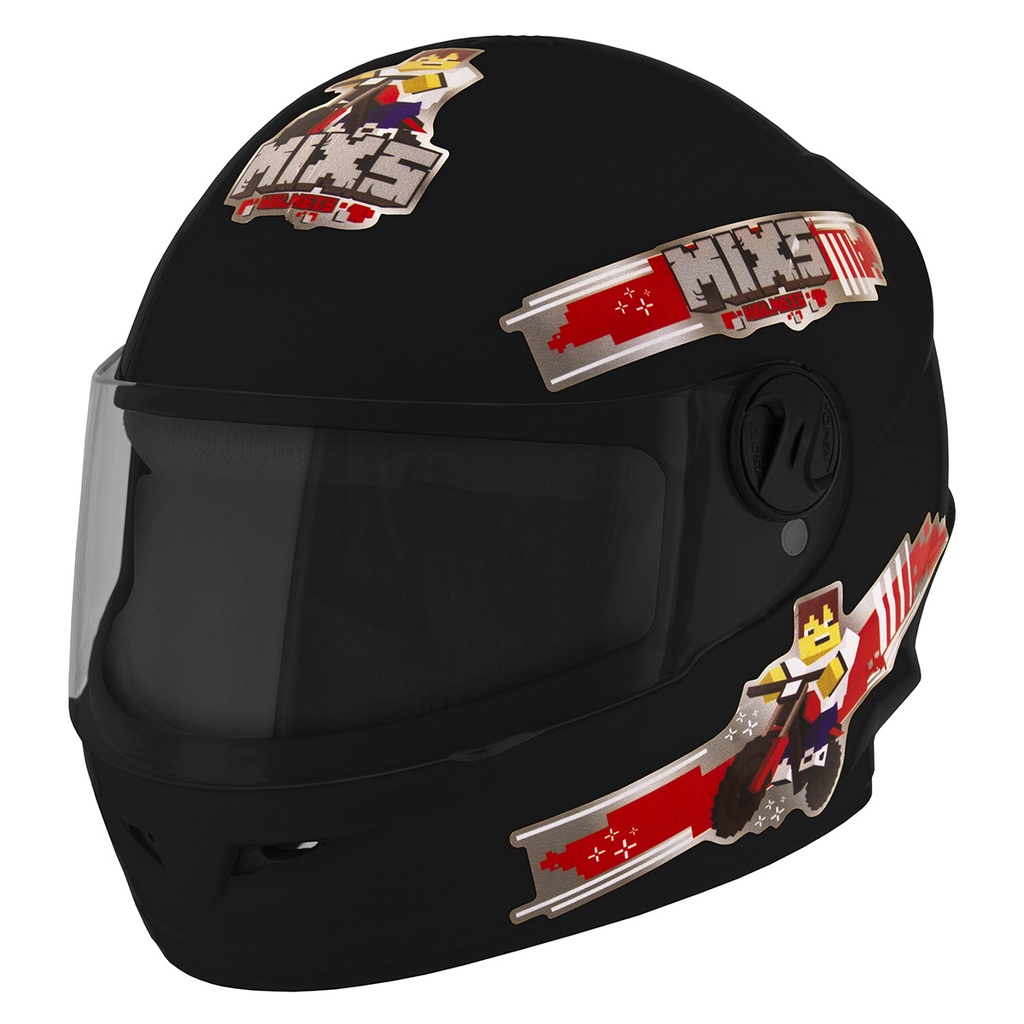 Capacete Fechado Infantil Mixs Start Blocks Preto Fosco | Shopee Brasil