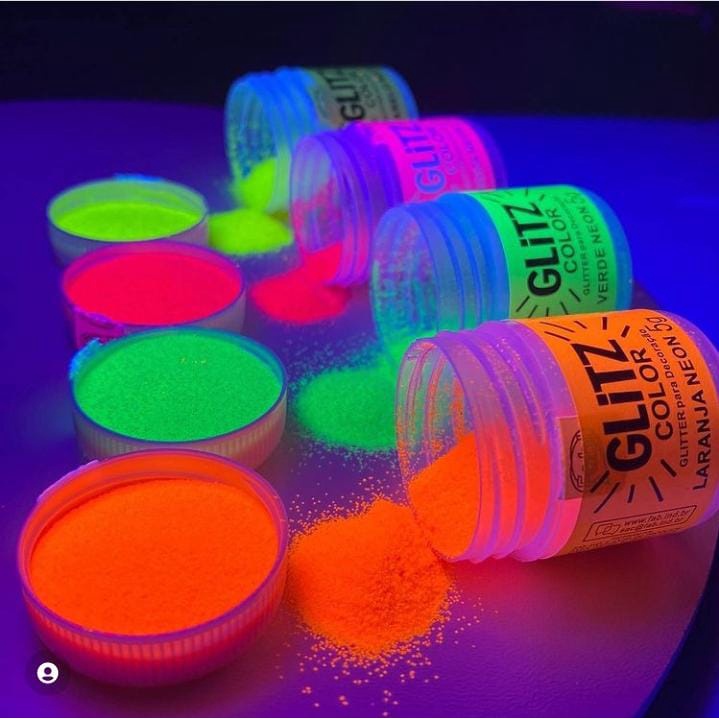 Glitter Color NEON Pó Comestível Glitz 5g FAB. Brilho Para Colorir e ...