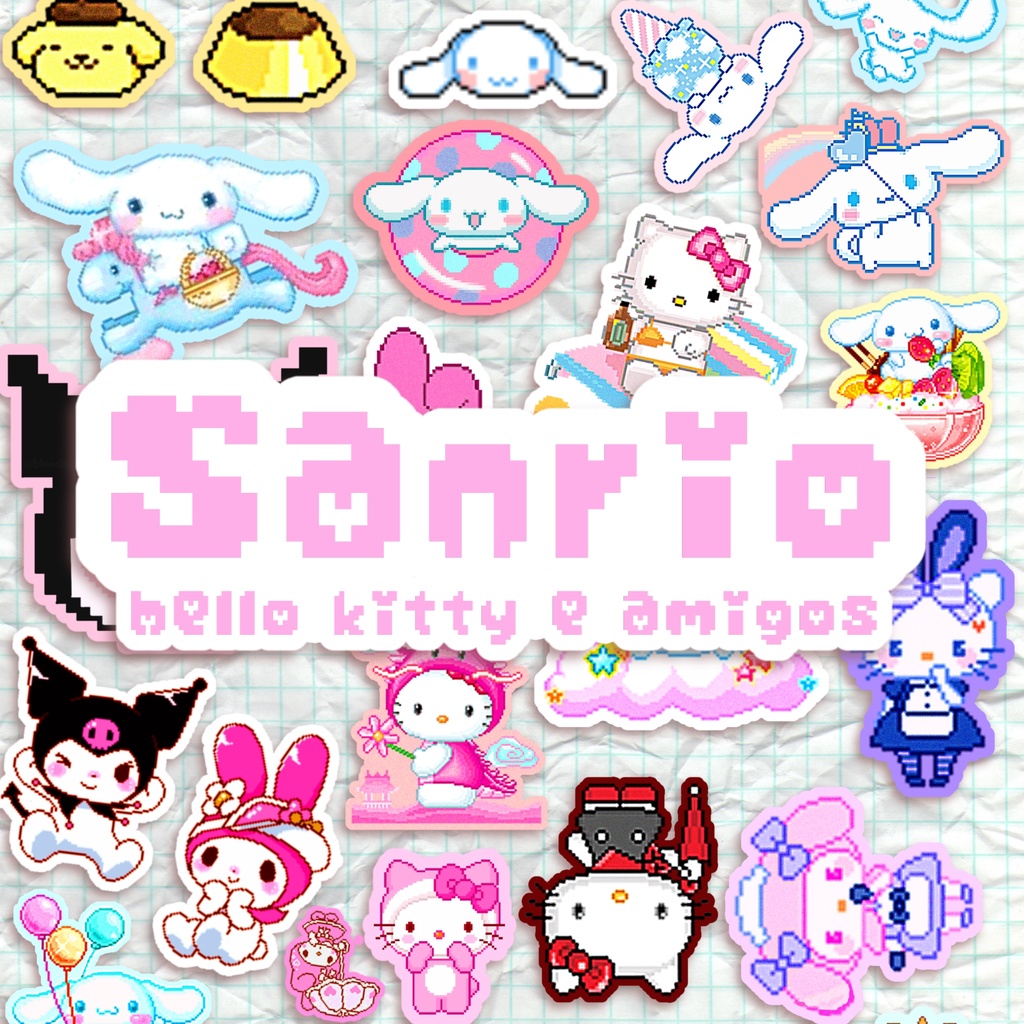 Pack de Adesivo Sanrio Pixels ♡ Hello Kitty e Amigos ♡ Stickers ...