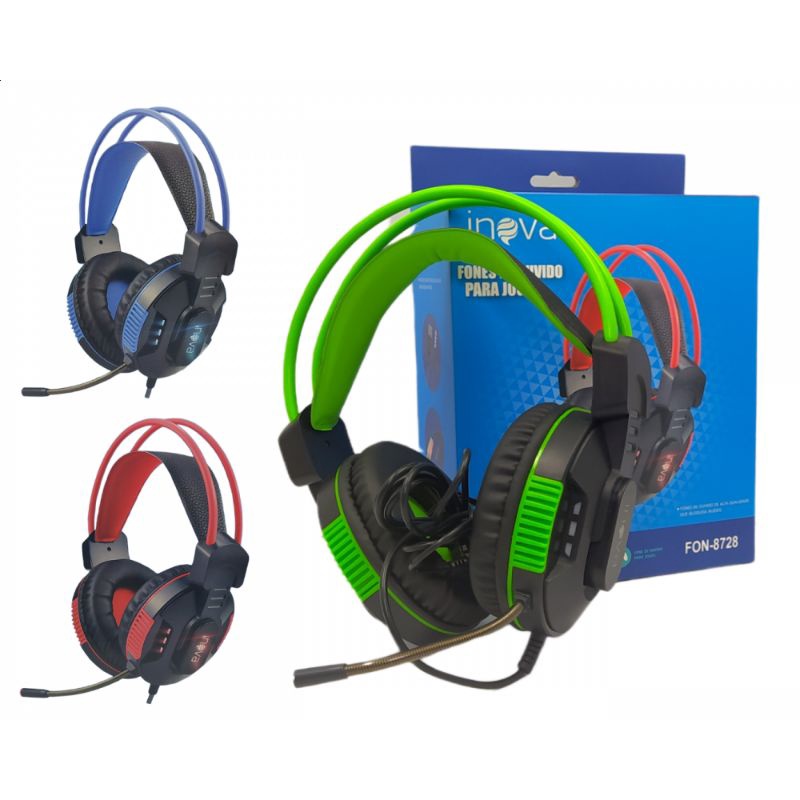 Fone de ouvidos Gamer com microfone 8728 Inova Original | Shopee Brasil
