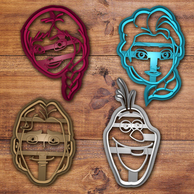 Cortador De Biscoito Frozen Olaf Elza Ana e Hans Kit Impressão 3D ...