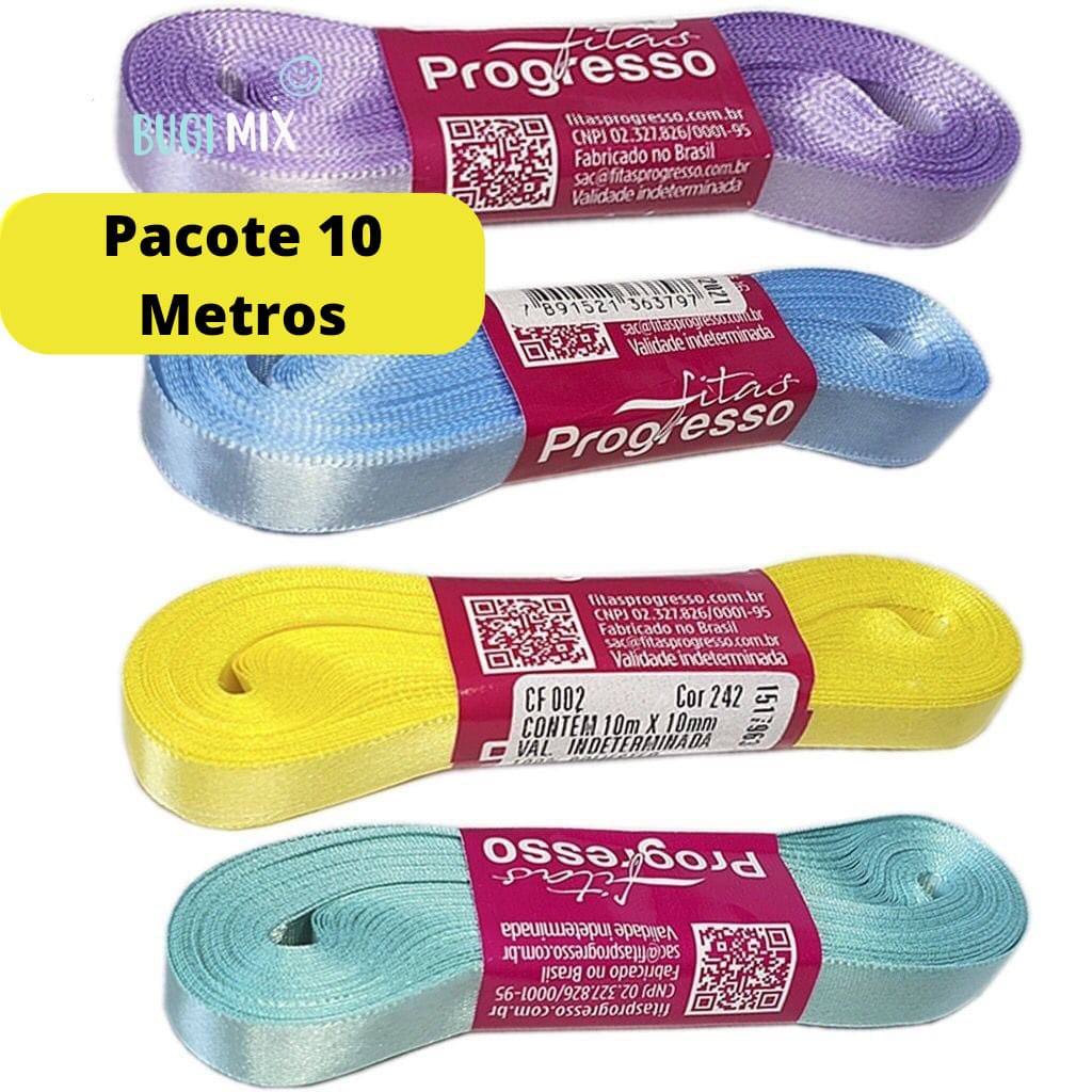 Fita de Cetim N°2 Lisa da Progresso - Pacote 10 Metros | Shopee Brasil