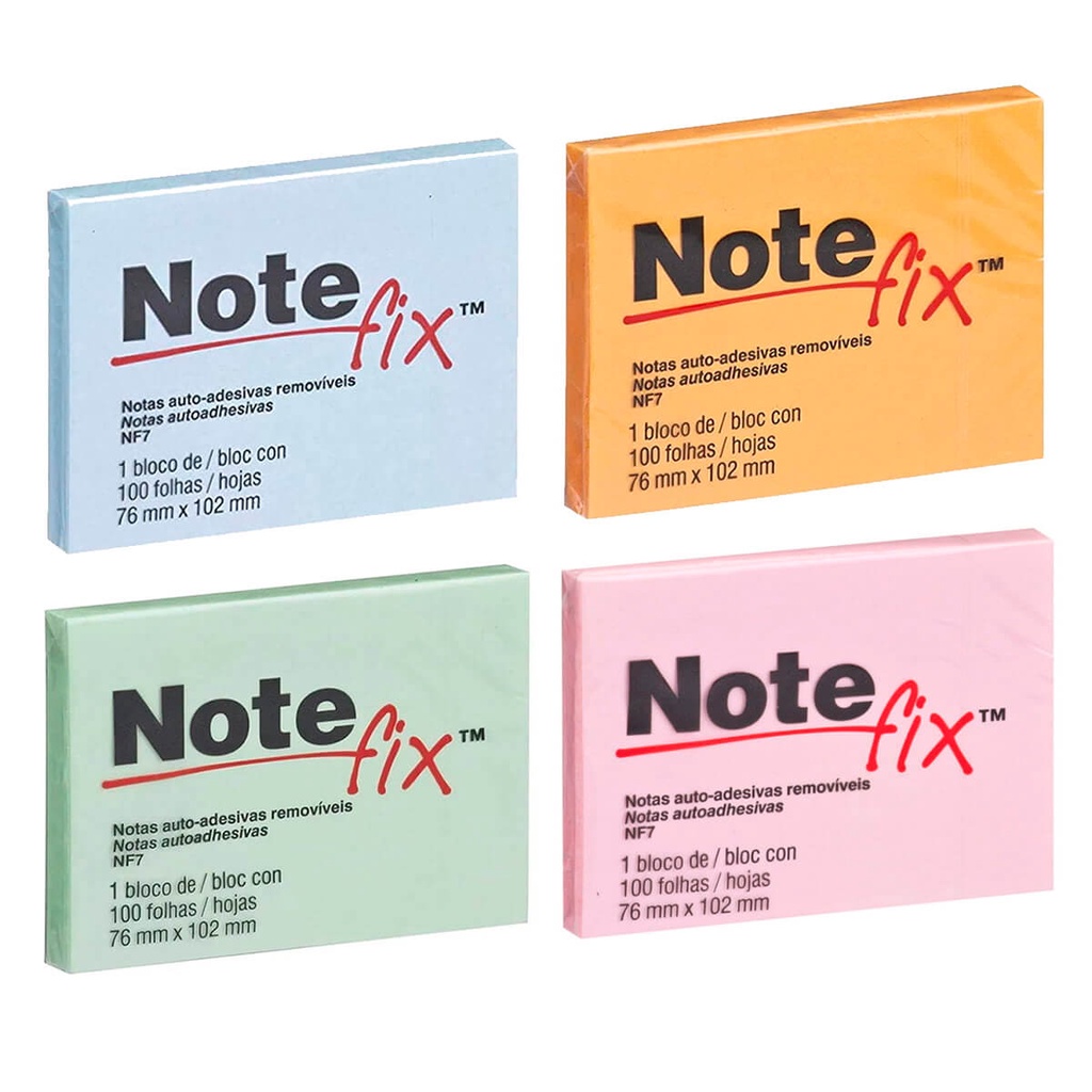 Bloco Adesivo Colorido 76 mm x 102 mm 100 Folhas Note Fix | Shopee Brasil