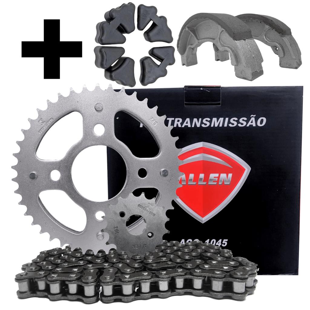 Kit Coroa e Pinhao e Corrente Allen Fan/Titan 150 04/15 + Coxim 150 ...