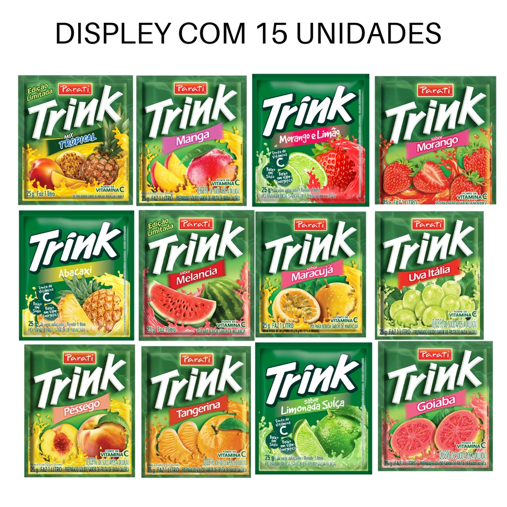 Suco trink Parati 15g display c/15 unidade | Shopee Brasil