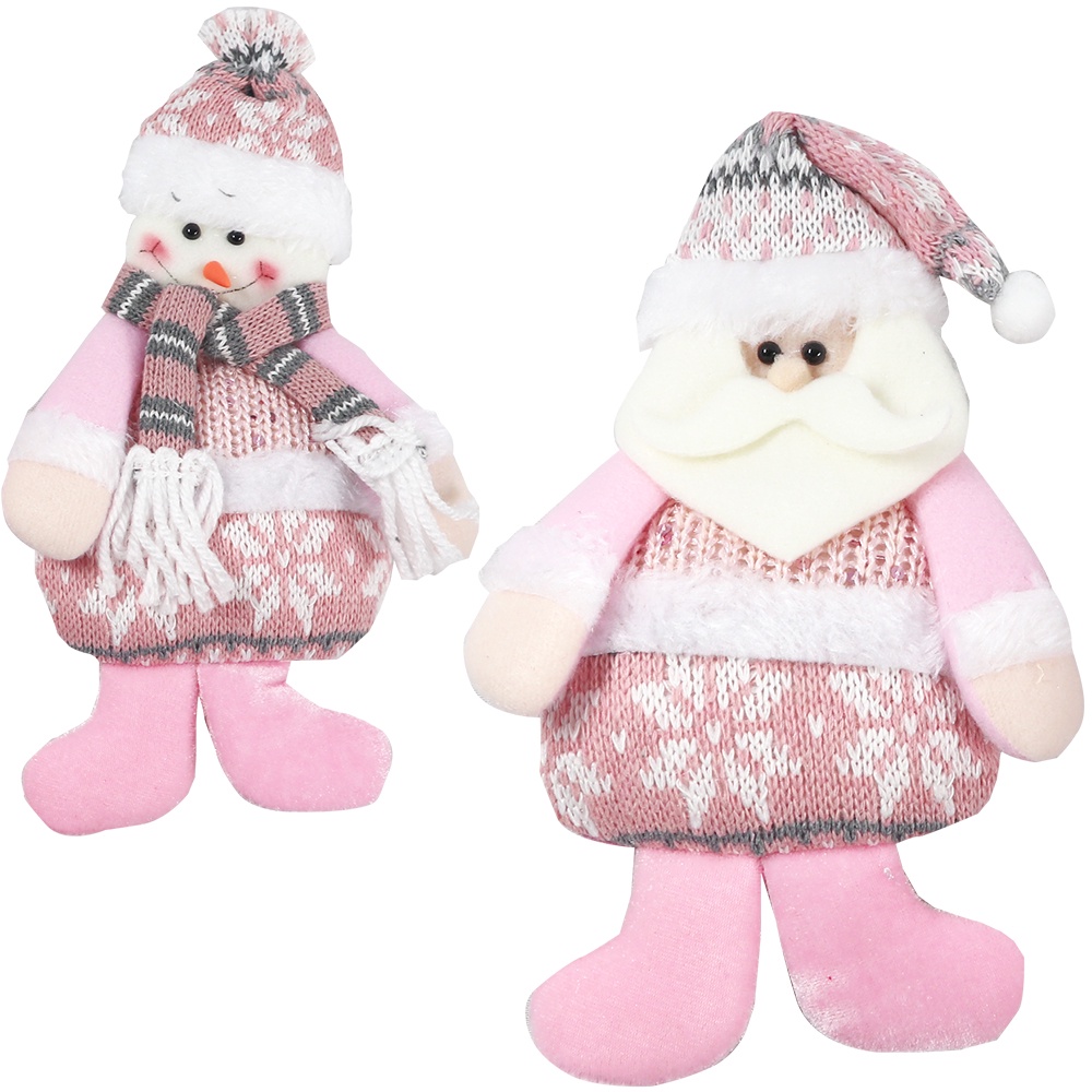 Pendente Papai Noel / Boneco De Neve Trico Rosa 22X13Cm | Shopee Brasil
