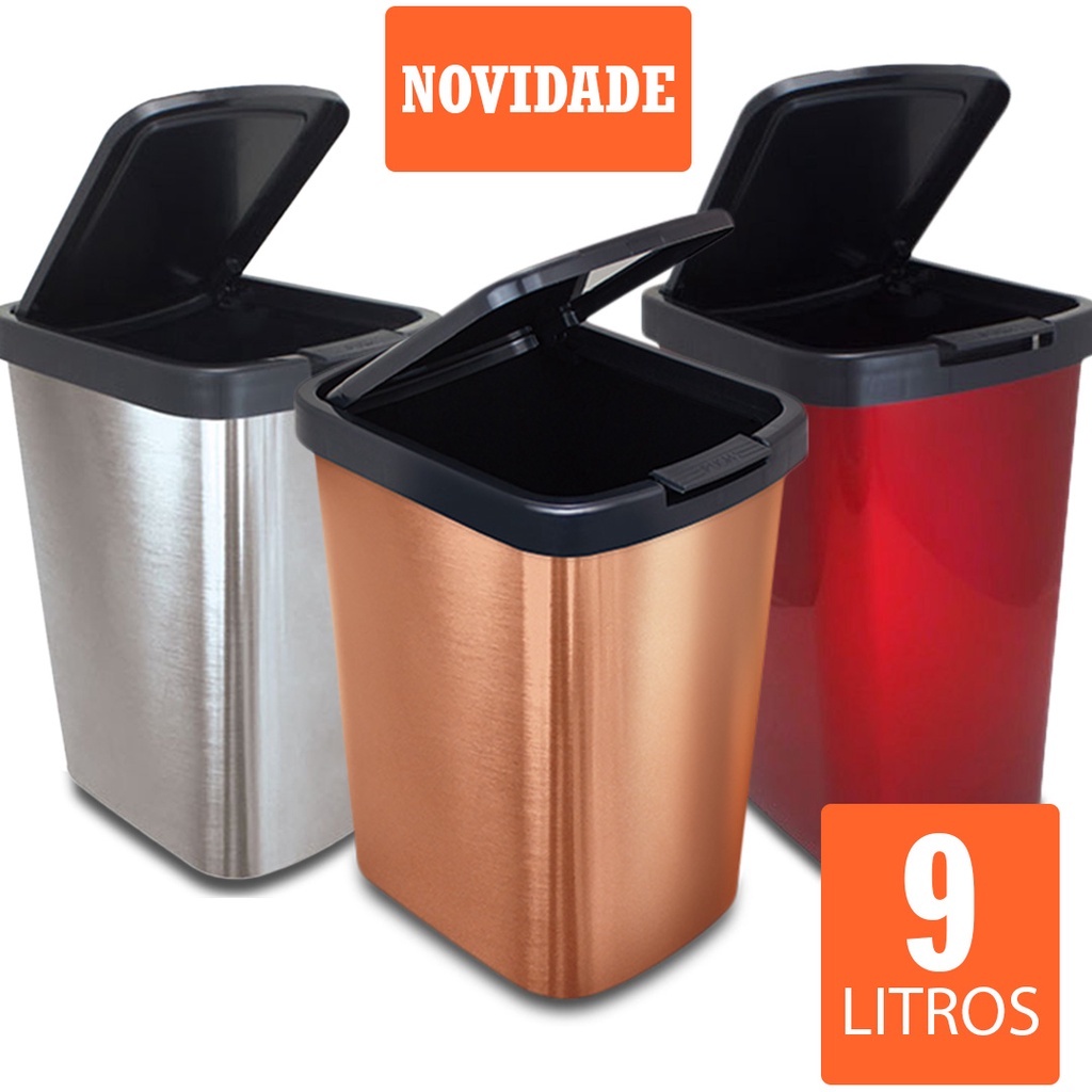 Lixeira Cesto 9 Litros com Tampa Click Label | Shopee Brasil