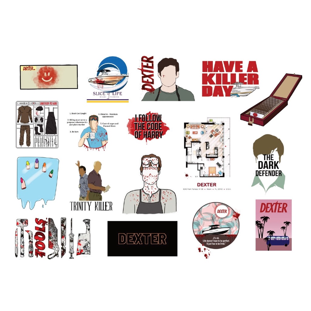 DEXTER - CARTELA DE ADESIVO (com ou sem recorte!) - séries | Shopee Brasil