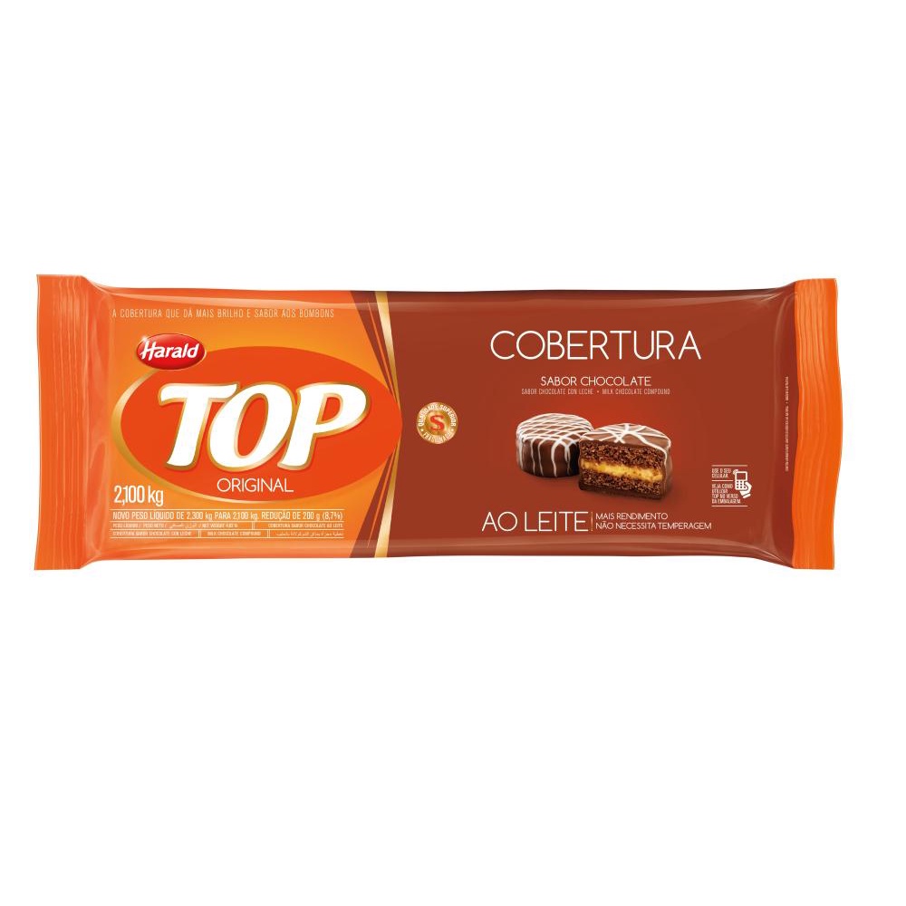 Chocolate Cobertura Top Ao Leite Barra 2,1Kg - Harald | Shopee Brasil
