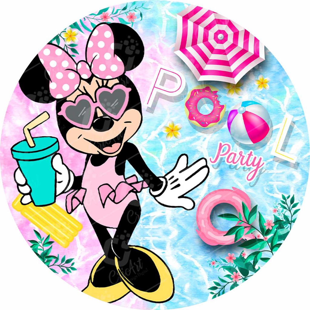 Painel Redondo Festa Minnie Pool Party | Shopee Brasil