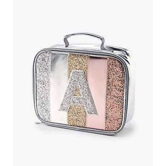 Lancheira Térmica Stripes Glitter Justice Letra A e M - Importada USA ...