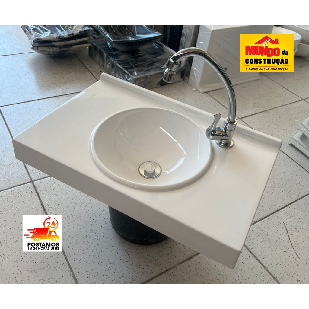 Pia de Banheiro Mármore Sintético/ Lavatório/ Cuba/ Lavabo/ Suspenso ...
