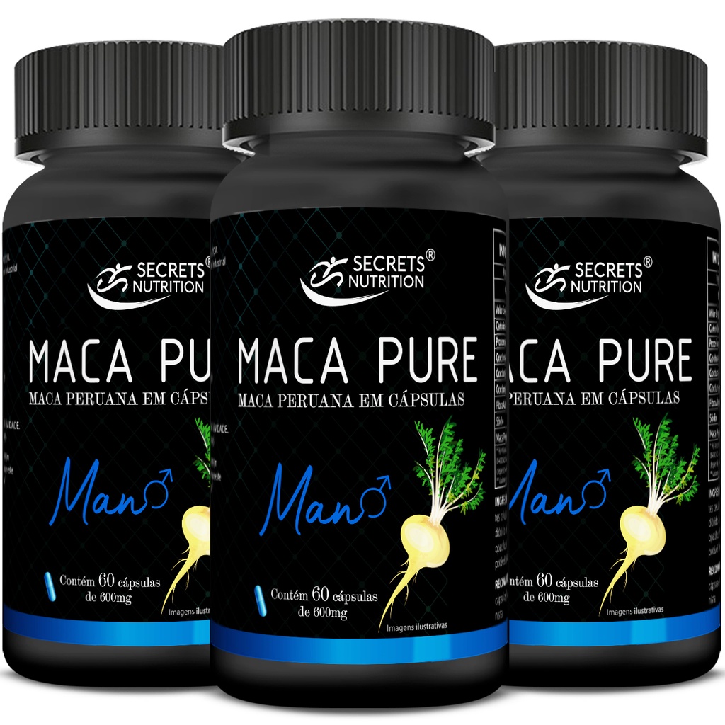 Maca Man Maca Peruana Pura 3x60cáps Secrets Nutrition | Shopee Brasil