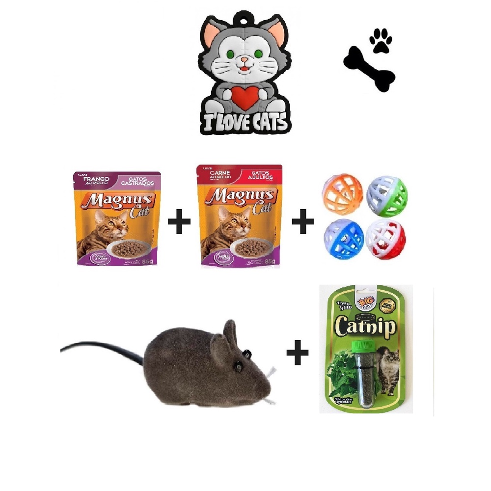 Kit Gatos Gateiro I Love Cats Basico - Cat | Shopee Brasil
