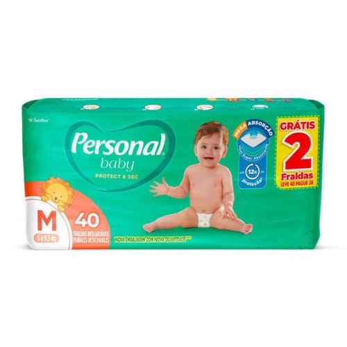 Fralda Personal Baby Mega Pacote Tam: M 40 Unidades De 5kg à 9,5kg ...