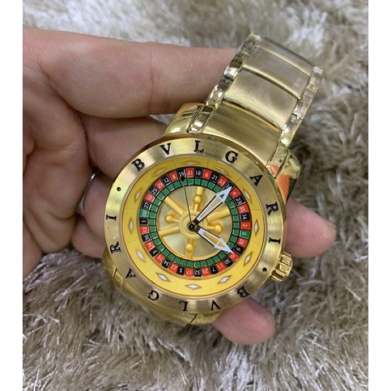 Relógio Cassino Roleta giratória Dourado Aço Masculino | Shopee Brasil