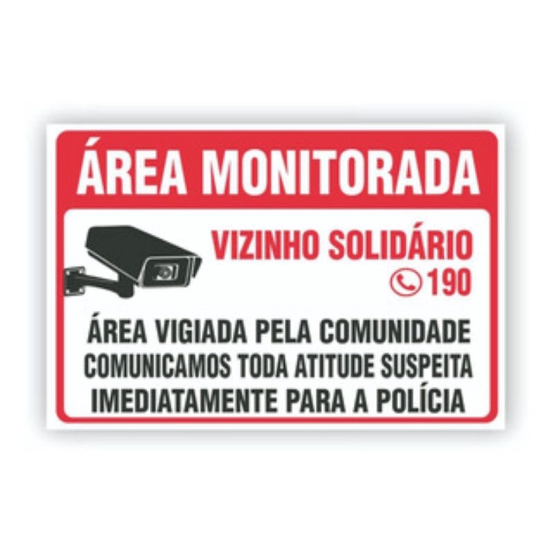 Placa Área Monitorada Por vizinhos 30x20cm | Shopee Brasil