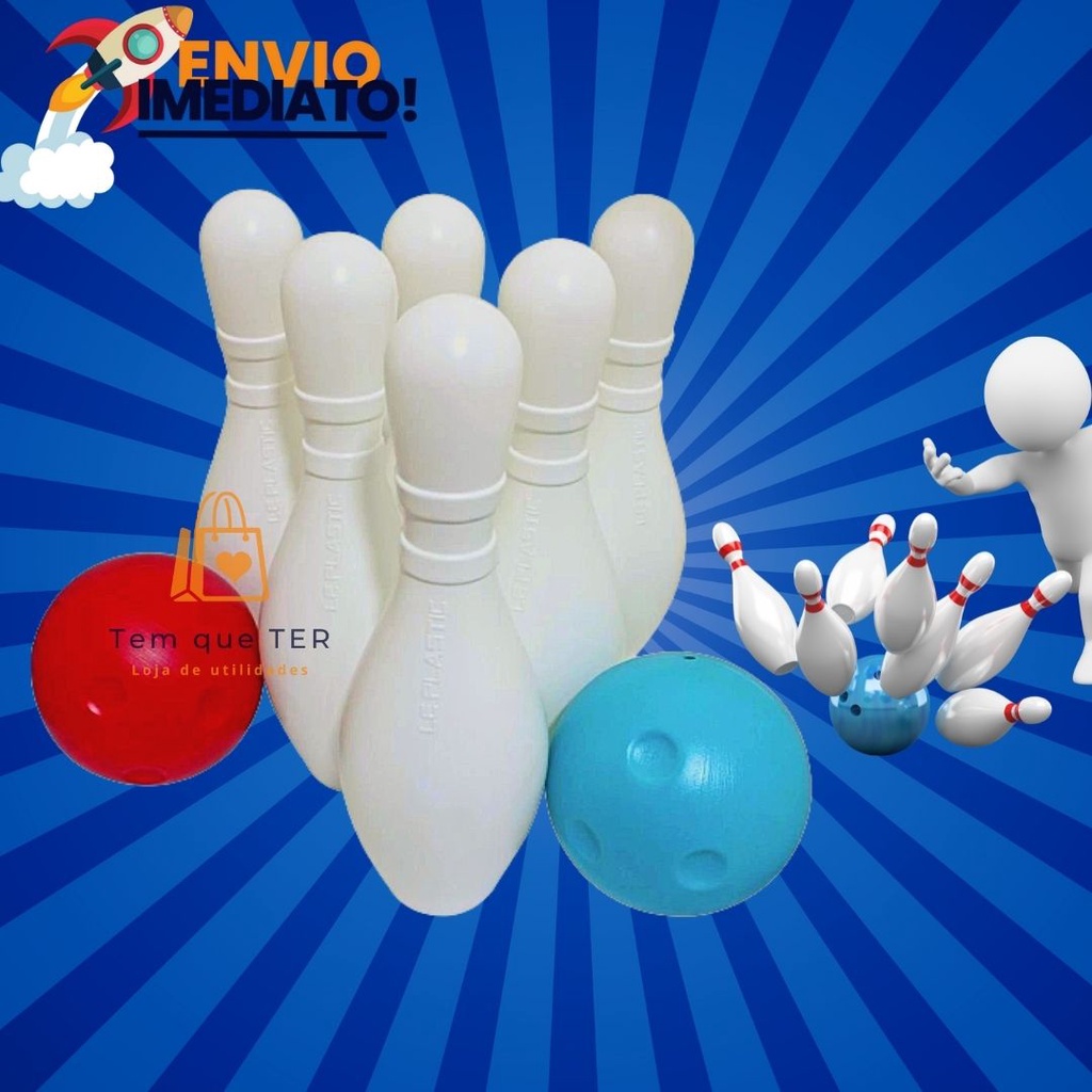 Kit Mini Boliche Infantil 6 pinos 16 cm e duas bolas | Shopee Brasil