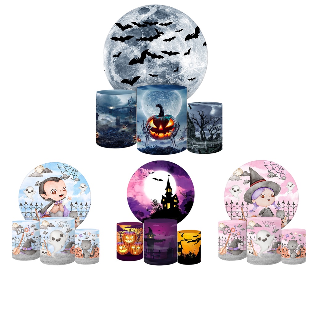 Painel Redondo e Capas Tecido Sublimado 3D Halloween | Shopee Brasil