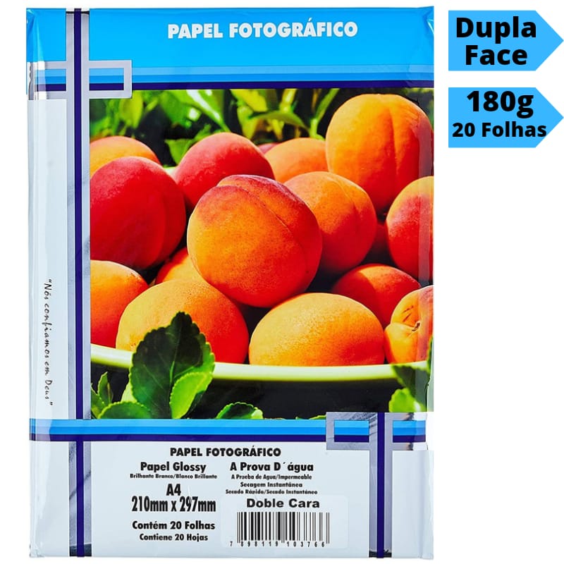 Papel Fotográfico Dupla face Foto 180g A4 Glossy Brilhante Resistente a ...