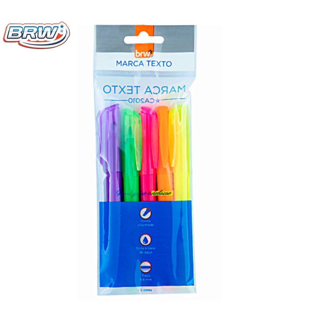 Kit 5 Marca Textos Fluorescentes Coloridos - BRW | Shopee Brasil
