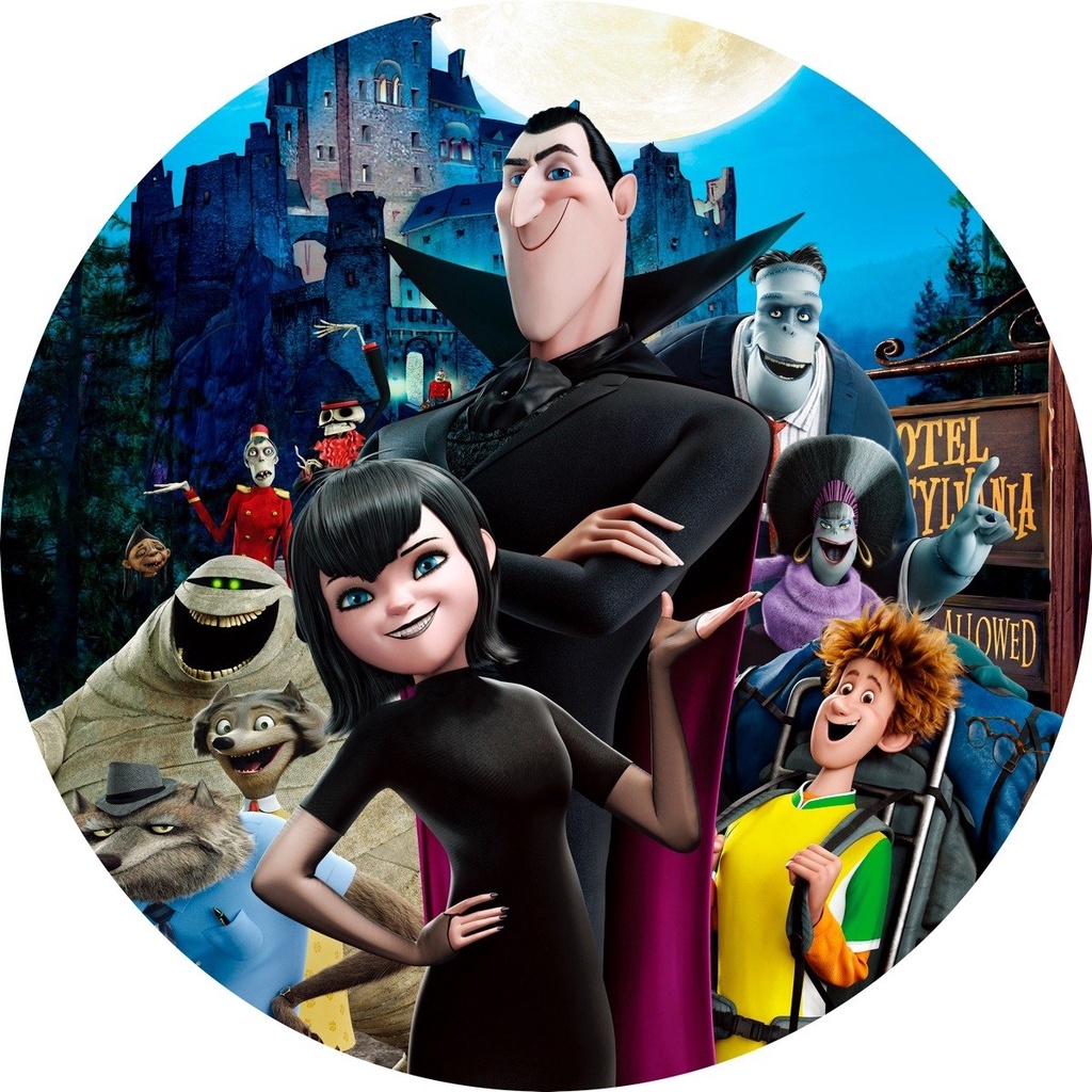 Painel de Festa Redondo Tema Hotel Transylvania em Tecido Veste Fácil ...