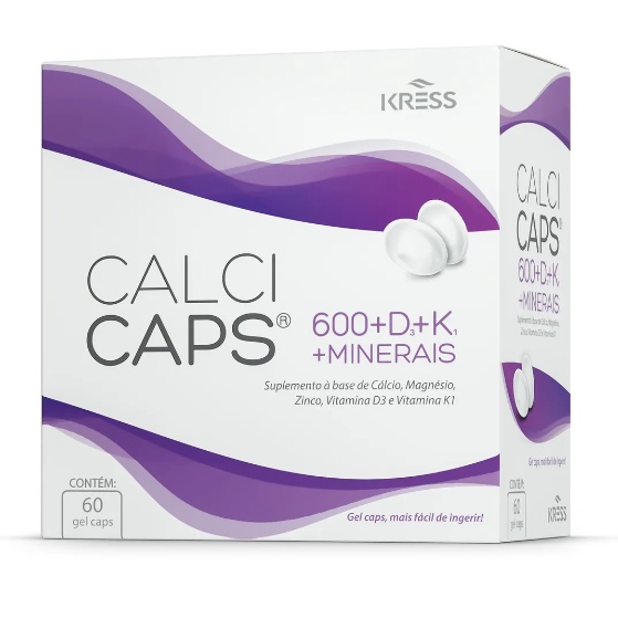 Calcicaps 600 + D3 + K1 + Minerais Kress Suplemento de Cálcio ...