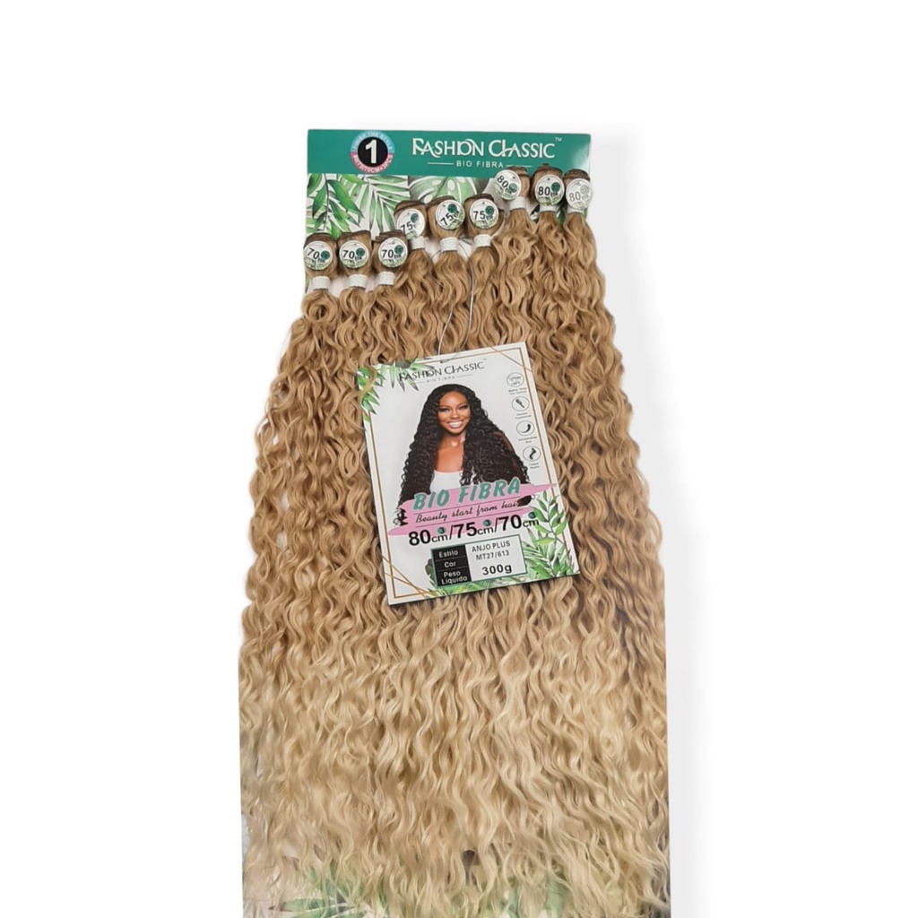 Cabelo Cacheado Organico de Bio fibra 80CM 300G Fashion Classic - ANJO PLUS Cor MT27/613 - LOIRO ...