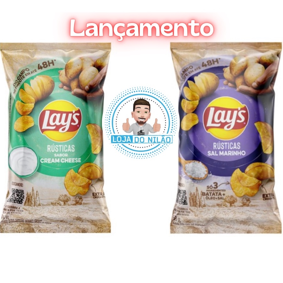 Batata Lays Cream Cheese Ou Sal Marinho - Batata Frita Rustica 68g ...