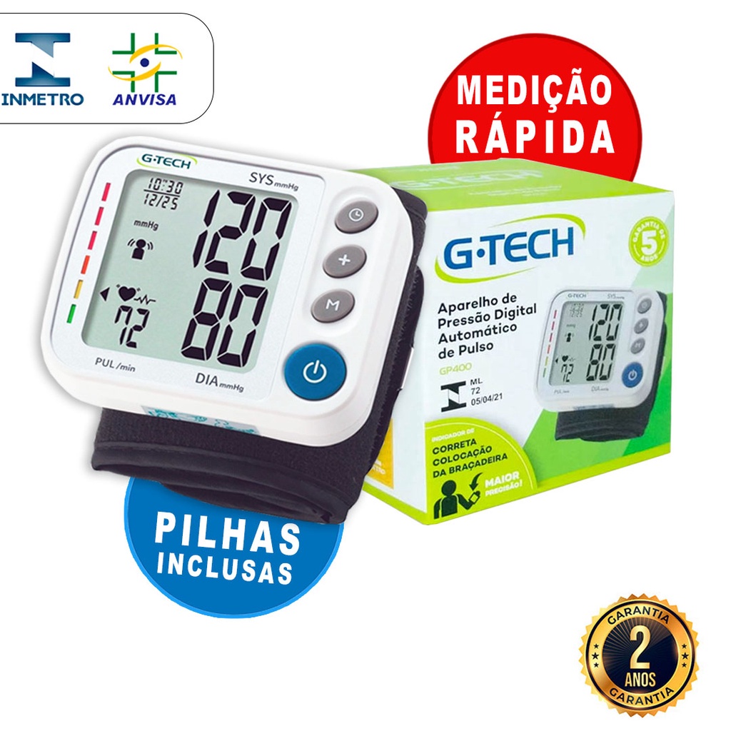 Monitor pressao digital automatico de pulso G-Tech Gp400 | Shopee Brasil