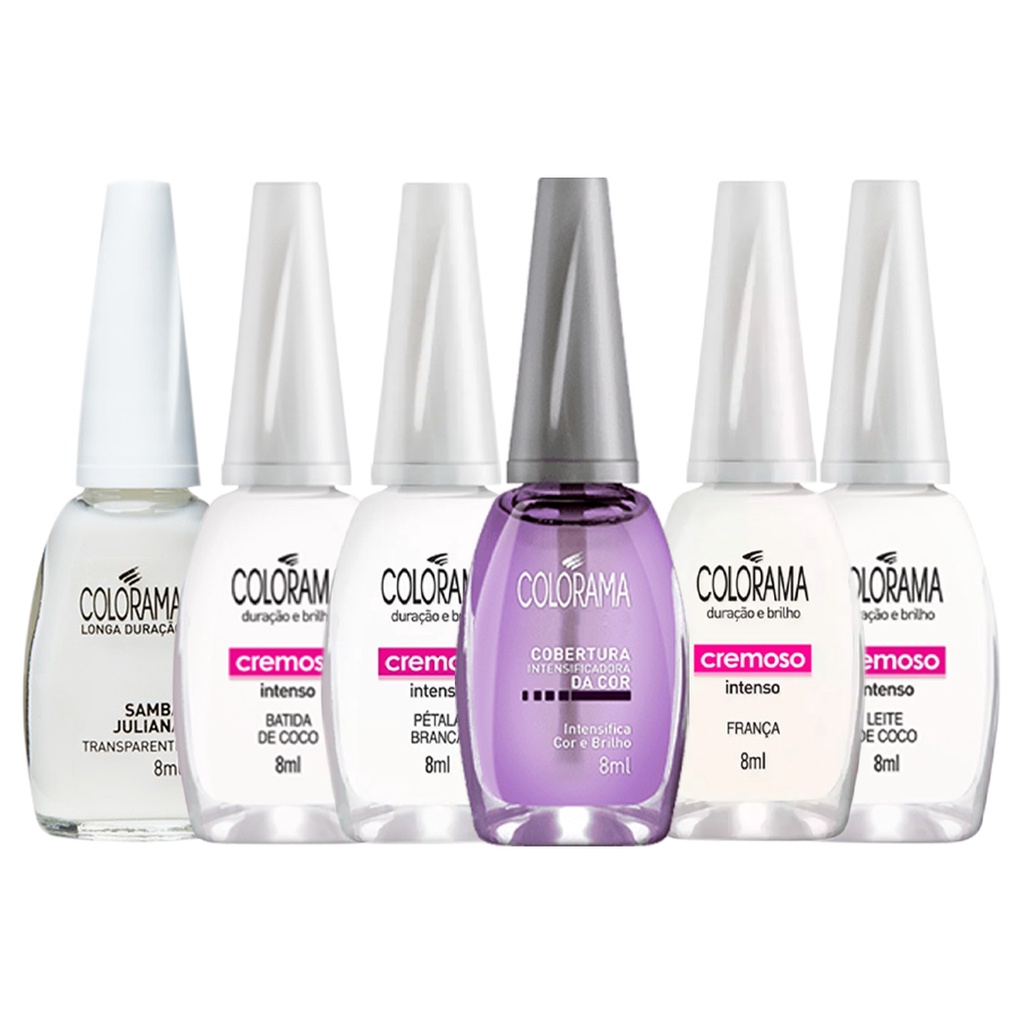 Esmalte Colorama 5 Tons De Branco Francesinha + 1 Base Roxa | Shopee Brasil