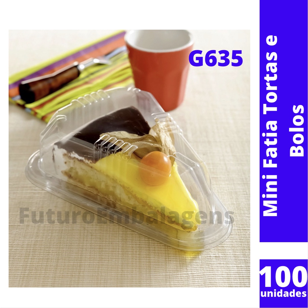 100un Embalagem Mini Fatia de Bolo e Torta com Tampa G635 Galvanotek ...