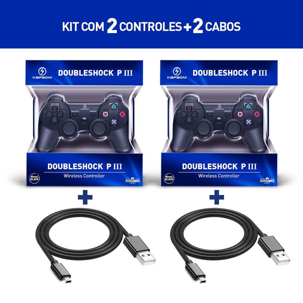 2 Controles Ps3 Playstation Sem Fio + Cabo Carregador | Shopee Brasil