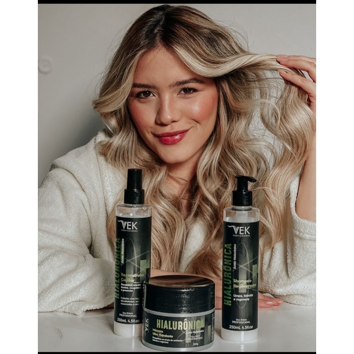 Kit Reconstrução Capilar Vek Profissional- ÁCIDO HIALURÔNICO | Shopee ...