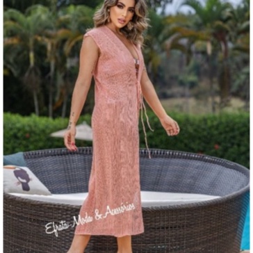 Saida De Praia Longa Sem Manga Regata De Trico | Shopee Brasil