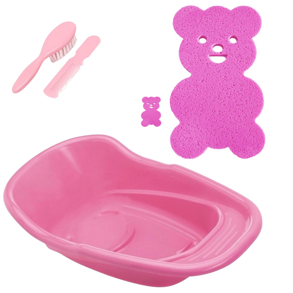 Kit Banho Bebe Infantil - Banheira, Pente e Espuma ( Menino e Menina ...